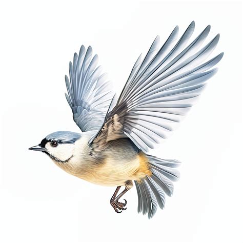 Premium Photo Flying Titmouse Isolated On White Background