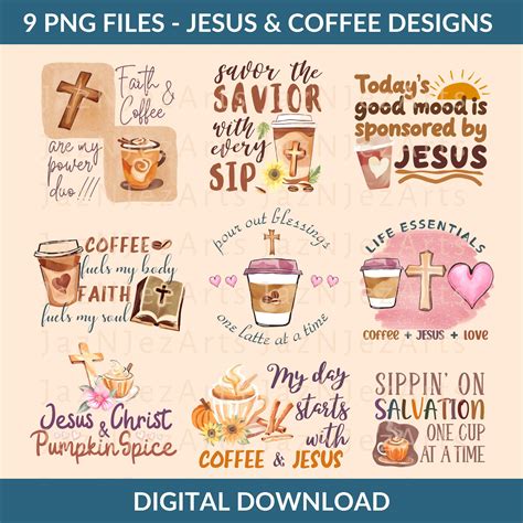 Jesus And Coffee Png Bundle Trendy Coffee Png Bundle Christian Bundle