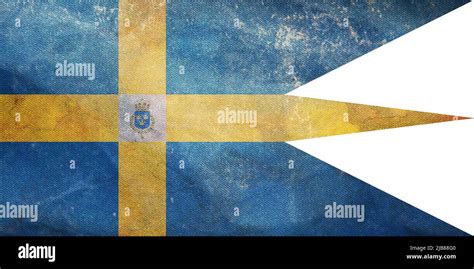 Top View Of Retro Flag Sweden Royal Flag Lesser Coa Sweden With Grunge