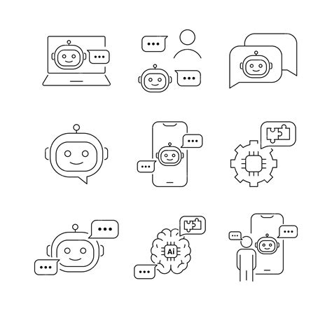 Premium Vector Set Of Chatbot Icons Simple Line Art And Editable Stroke Color And Size Icons Pack