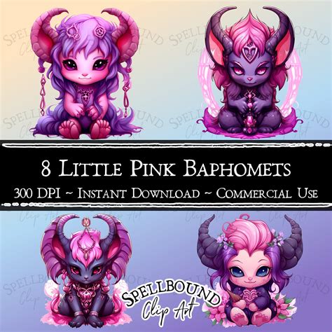 Chibi Cute Baphomet Digital Clipart Commercial Use Instant Etsy
