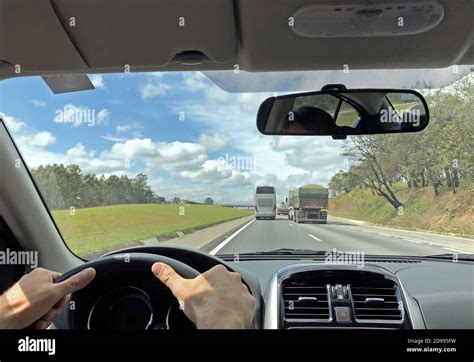 Pov Of A Man Driving A Car On The Roads Of Brazil Stock Photo Alamy