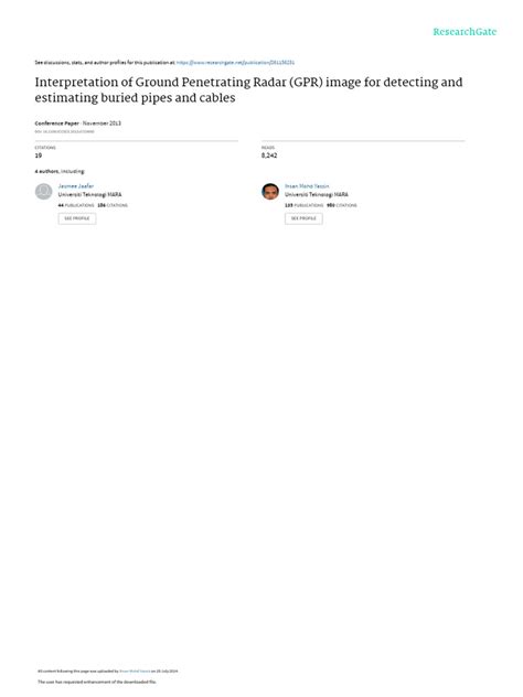 Interpretationof Ground Penetrating Radar Gprimagefor Detectingand Estimating Buried Pipesand