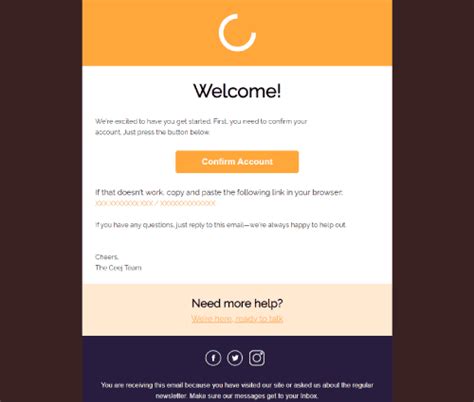 Account Confirmation Welcome Email Template