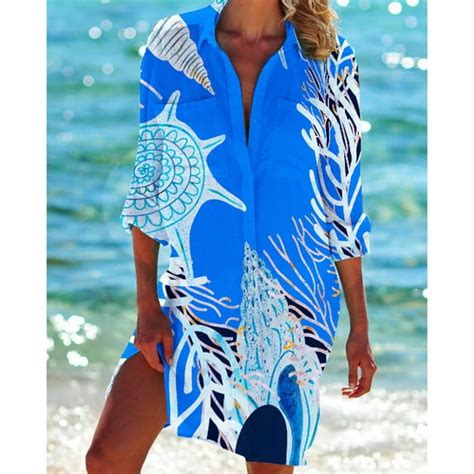 Beach Cover Ups For Women Summer Button Down Midi Shirt Dresses