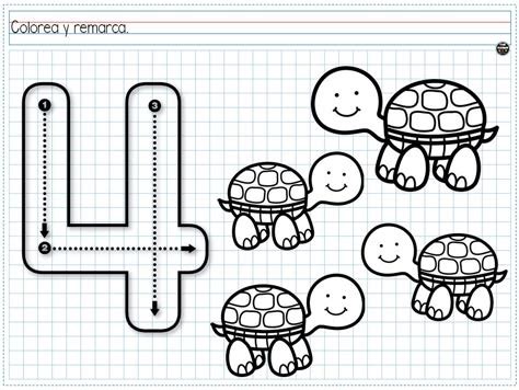 Preschool Math Activity Number 4 Worksheet Trazo Del Numero 4