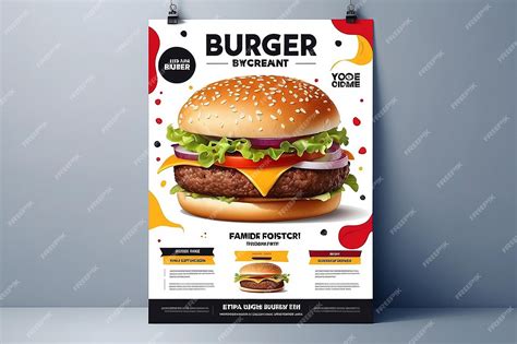 Premium Photo Burger Flyer Design Vector Template In A4 Size Brochure