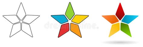 Five Pointed Star Spaces Between Slightly Rounded Segments Black White And Colour Or 3d Effect