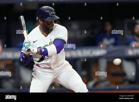 Tampa Bay Rays Yandy Diaz Bats Against The Texas Rangers In Game 1 In An Al Wild Card Baseball