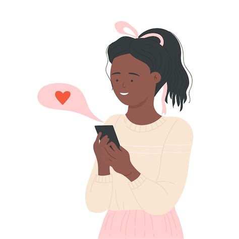 Premium Vector Smiling Girl Writing Love Message