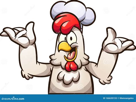 Happy Cartoon Chef Chicken With Arms Up Stock Vector Illustration Of