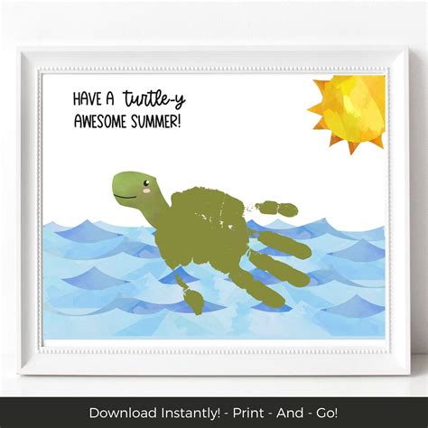 Handprint Turtle Craft Printable Summer Handprint Art End Of School