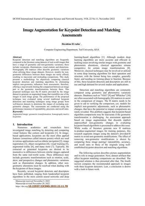 Pdf Image Augmentation For Keypoint Detection And Matching Assessments