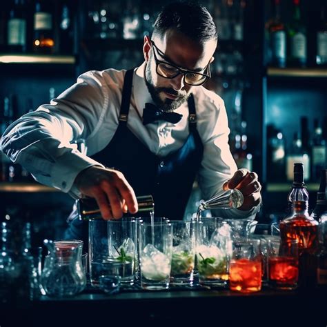 Premium Ai Image A Photo Of Bartender Making Drinks Medium Shot
