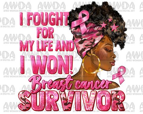 Breast Cancer Survivor I Won Black Woman Png Sublimation Design Black