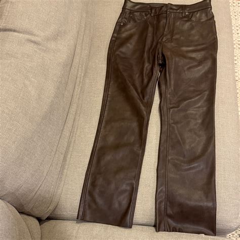 Zara Pants And Jumpsuits Zara Brown Faux Leather Pants Poshmark