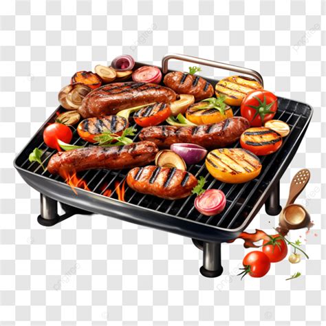 Parrilla De Barbacoa Portátil Con Carnes Y Verduras De Comida De Picnic