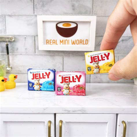 Miniature Real Cooking Empty Jelly Box Of 3 Mini Food Cooking Shop Real Mini World