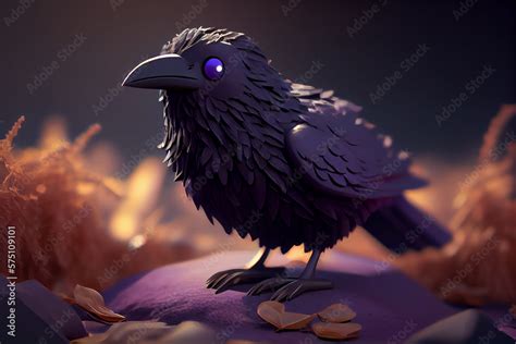Cute 3d Cartoon Raven Character Generative Ai Stock Illustration Adobe Stock