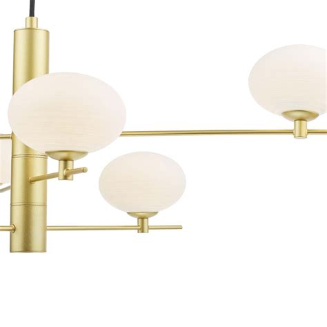 Dar Jasper 6 Light Ceiling Pendant Satin Gold Opal Glass