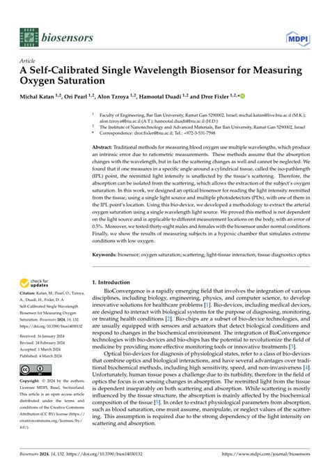 Pdf A Self Calibrated Single Wavelength Biosensor For Measuring