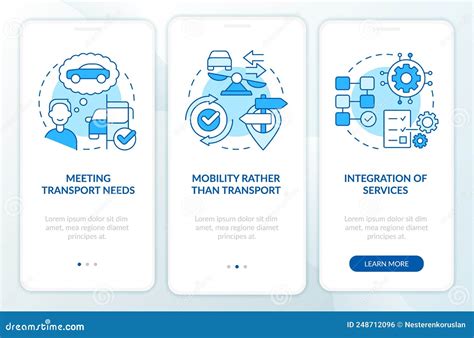 Maas Concept Components Blue Onboarding Mobile App Screen Stock Vector