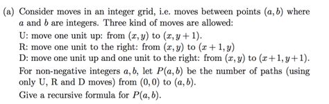 Solved A Consider Moves In An Integer Grid Ie Moves