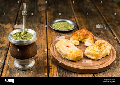Traditional Argentinian Yerba Mate Tea In Calabash Gourd And Argentine