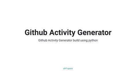 Github Activity Generator Automation Aliif Arief Homepage