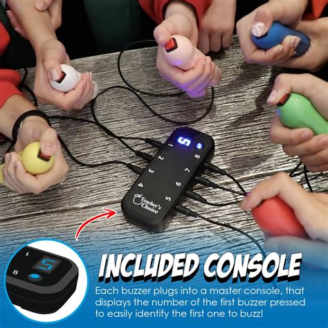 teachers choice 4 color joystick buzzer game system console displays first buzz