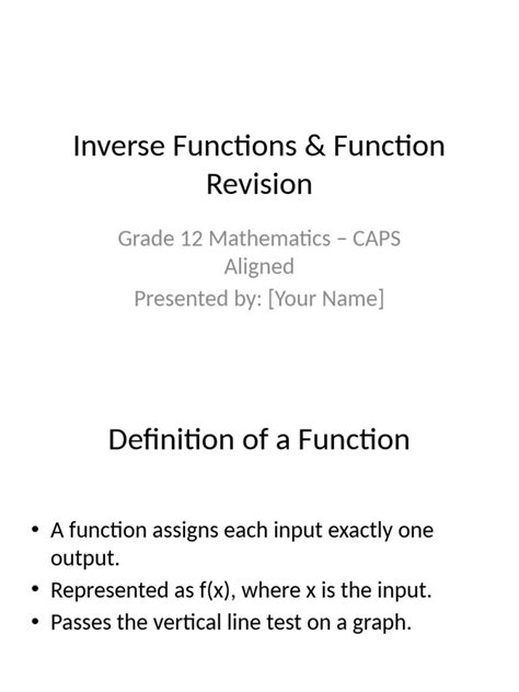Grade 12 Functions And Inverses Presentation Pdf