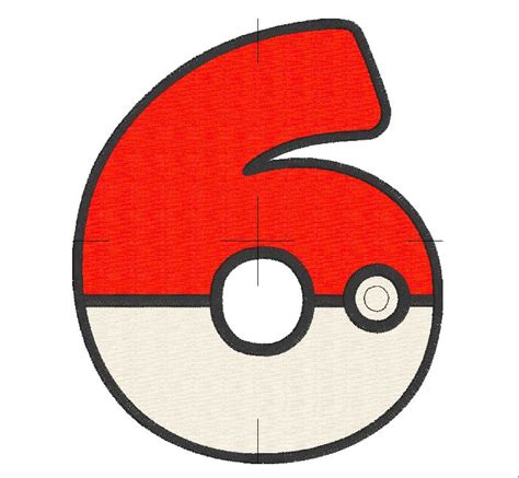 Pokemon Applique Six 6 Birthday Number Embroidery Pokeball Etsy