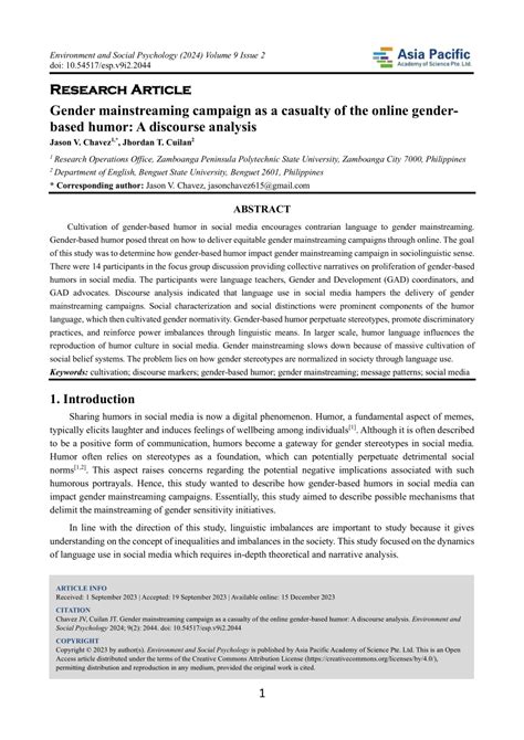 Pdf Gender Mainstreaming Campaign As A Casualty Of The Online Gender