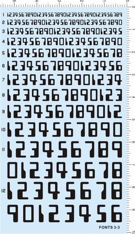 Eur€ 8 00 Number Fonts 3 3 Water Slide Decal For Different Scale