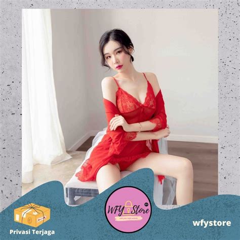 Jual Temptation Lace Lingerie Set Dengan Jubah Transparant Renda Cd Shopee Indonesia