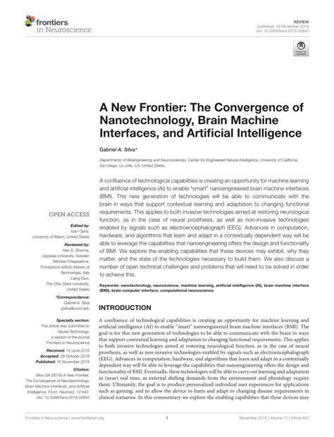 Pdf A New Frontier The Convergence Of Nanotechnology Brain Machine