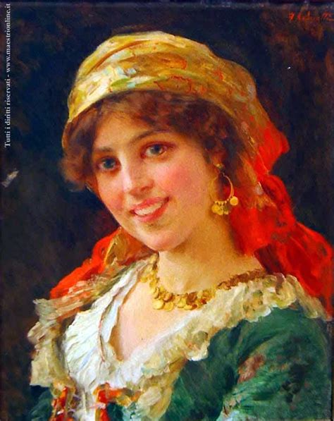 Federico Andreotti Giovane In Costume Popolare Tecnica Olio Su Tela 45 X 35 5 Cm