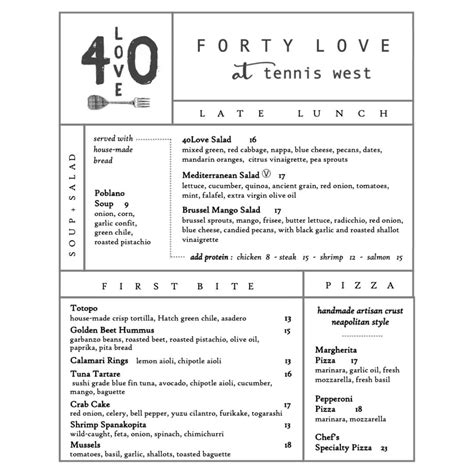 Menu At 40 Love Restaurant El Paso