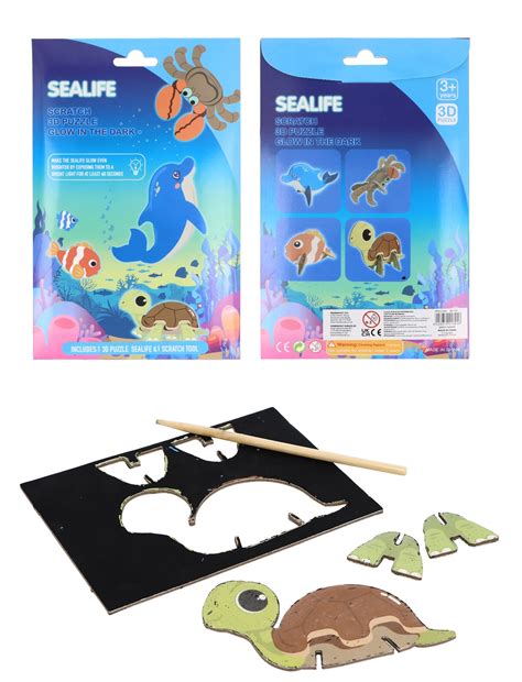 Sea Life Scratch Art 3d Model Glow In The Dark Anilas Uk