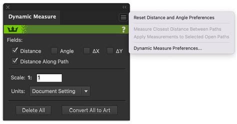 Dynamic Measure Panel Flyout Menu Astute Graphics Documentation