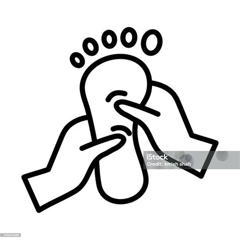 Reflexology Foot Massage Icon Outline Set Sign Stock Illustration
