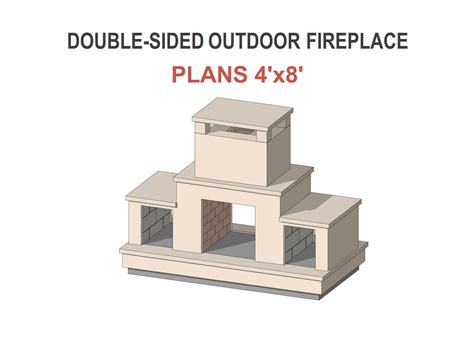 Double Sided Outdoor Fireplace Plans 4x8 Ft Pdf Diy Download Download