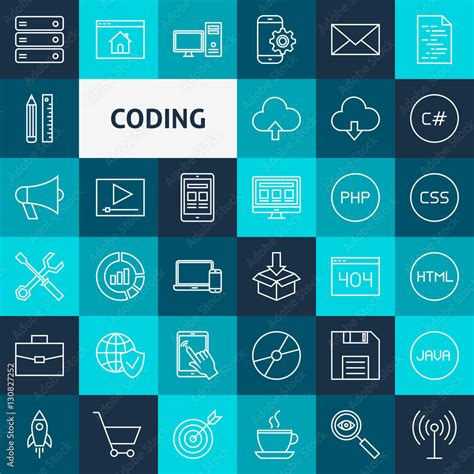 Vector Line Coding Icons Stock Vector Adobe Stock