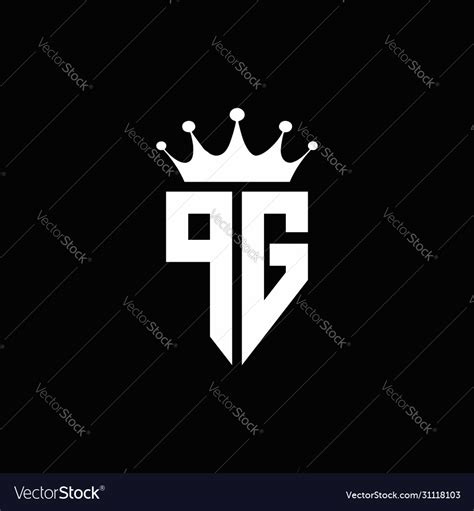 Pg Logo Monogram Emblem Style With Crown Shape Vector Image