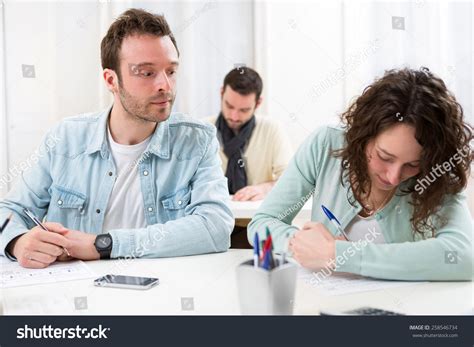 View Classmate Try Cheat On His Stock Photo Edit Now 258546734