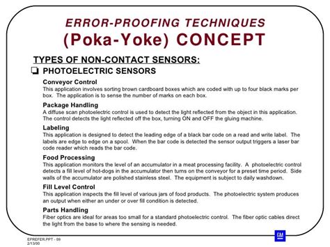 Error Proofing Technique Poka Yoke