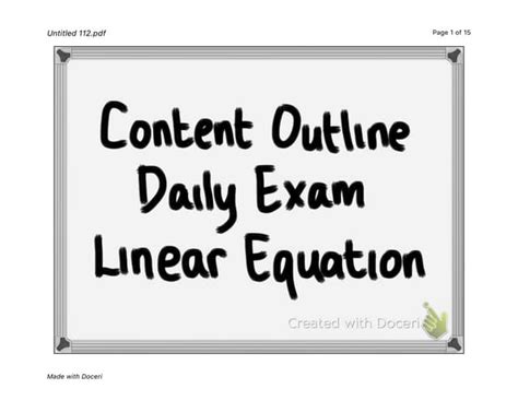 Linear Equation Explanation With Questionspdf Linear Equation Explanation With Questionspdf