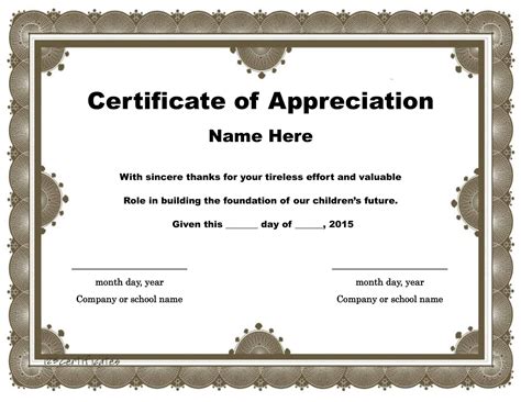 Free Printable Certificate Of Appreciation Template [pdf Word]