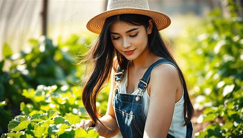 A Farmer Girl Working In The Farm Background Farm Rarm Women Farming