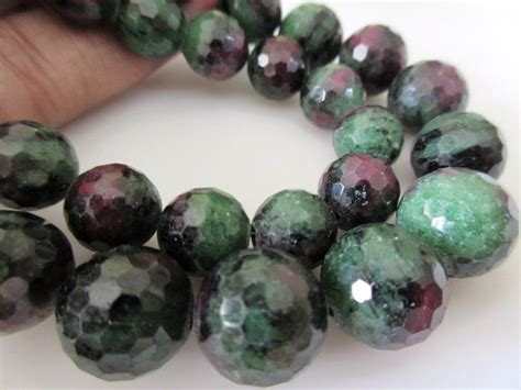 Aaa Ruby Zoisite Faceted Round Beads Ruby Zoisite Sphere Etsy